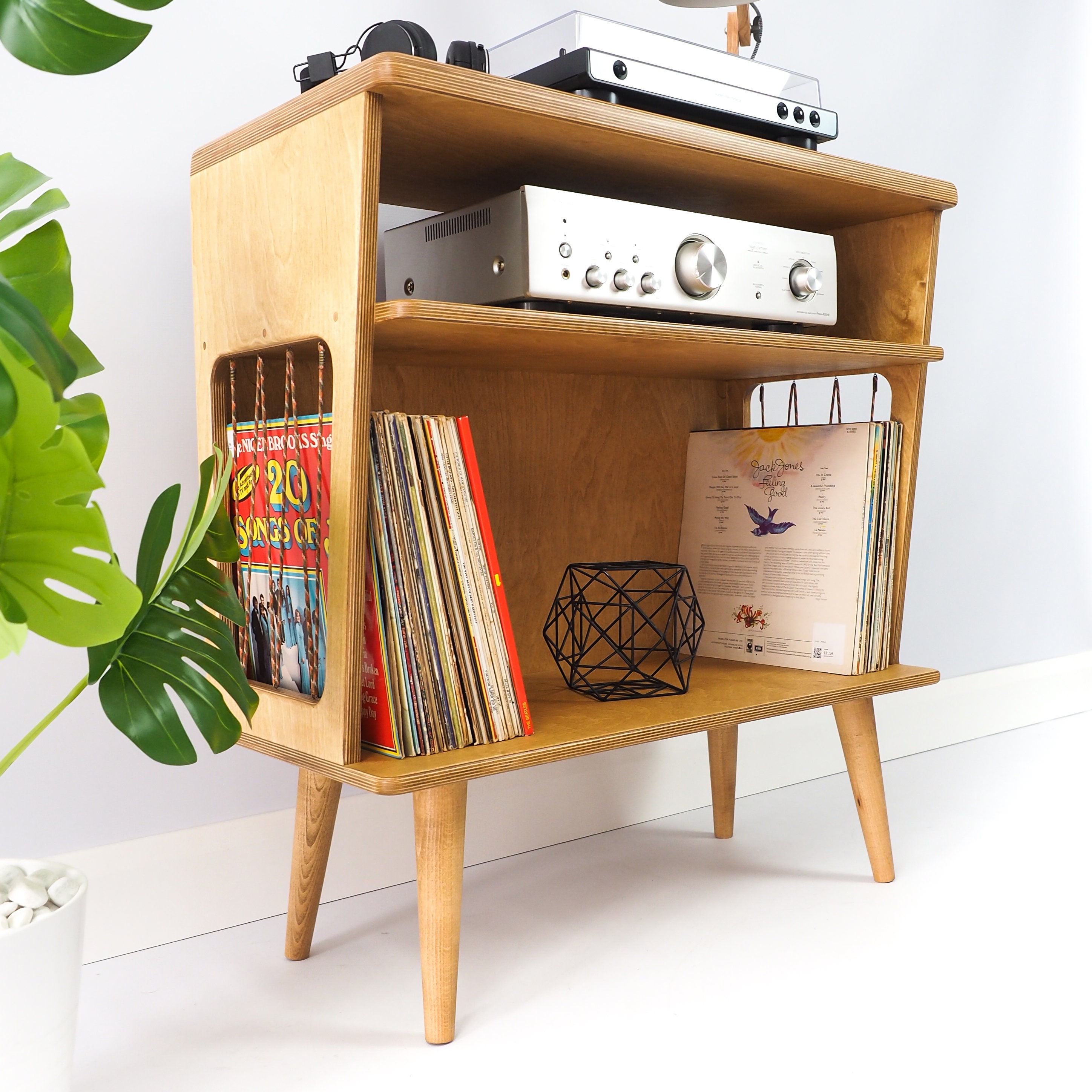Mid Century Modern Record Player Stand / Vinyl Storage / Wooden ...
