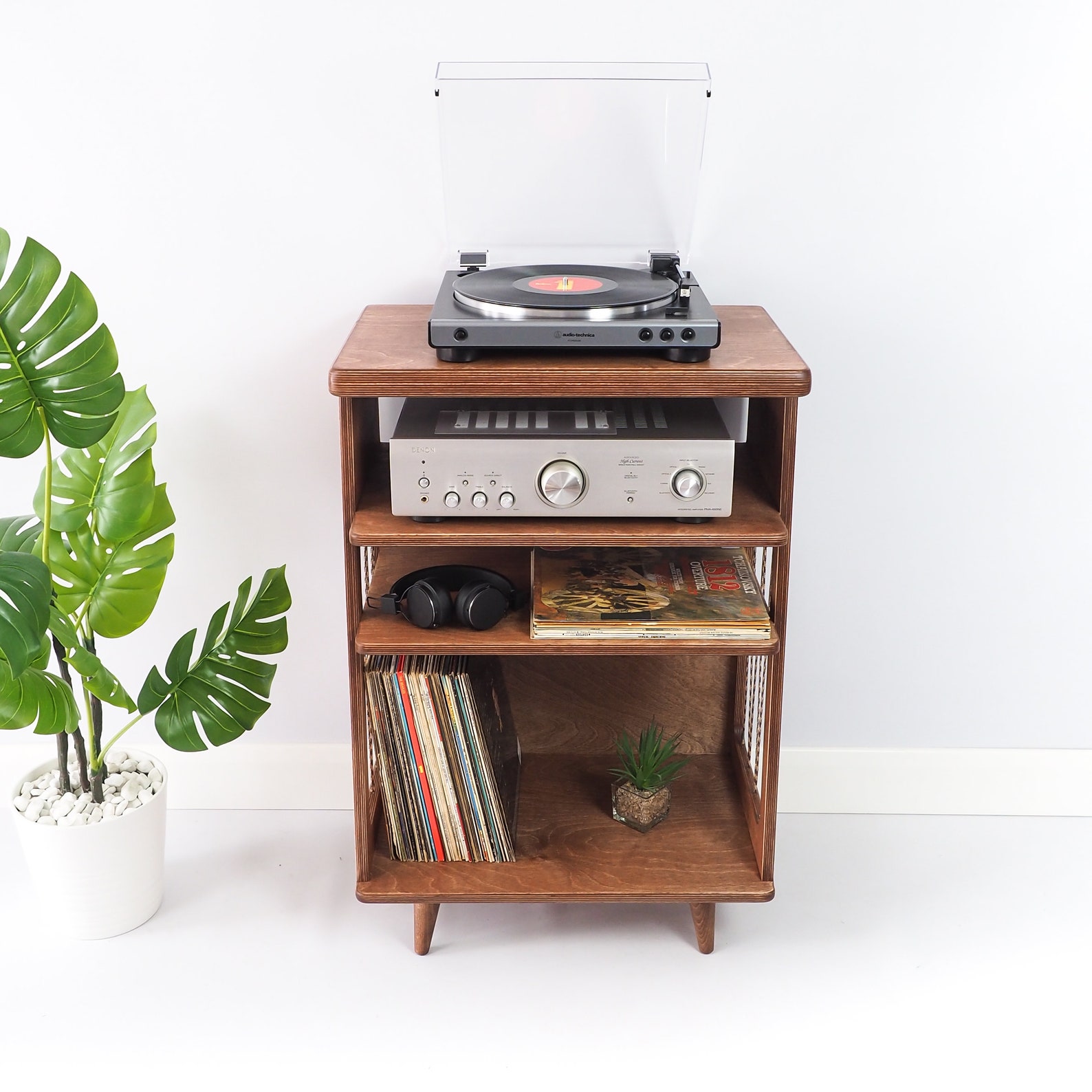 Mid Century Modern Record Player Table / Vinyl Records Storage - Etsy