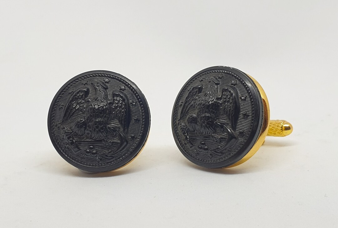 Historical United States Navy Black Button Cufflinks, USA Veteran ...