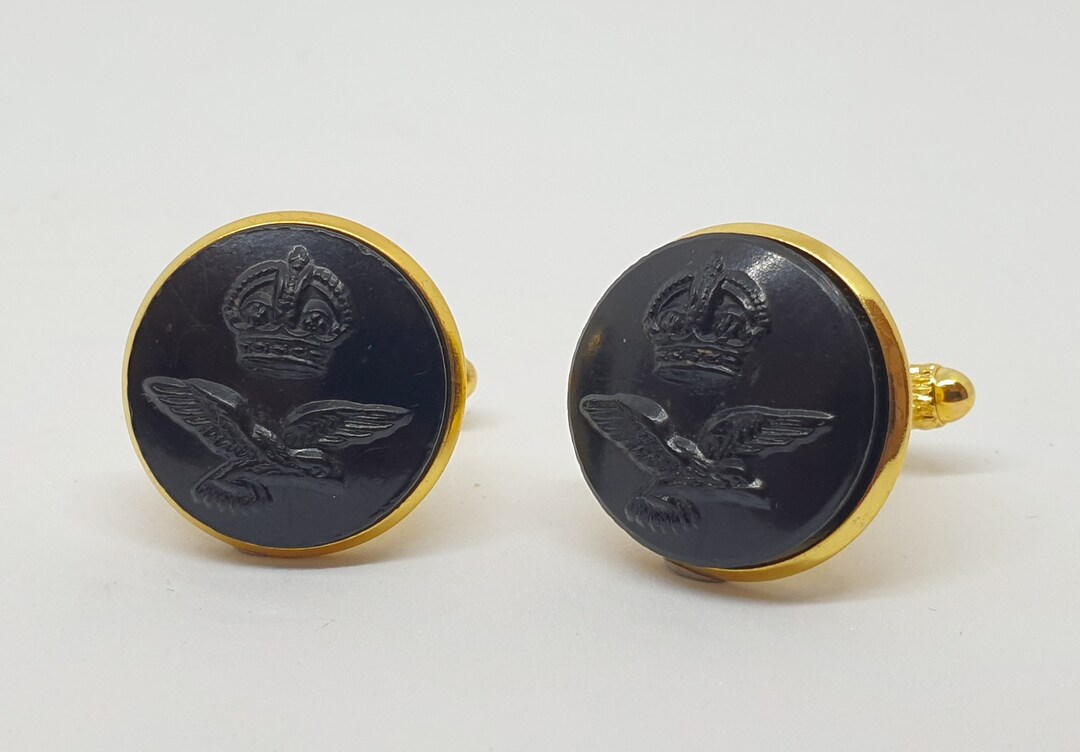Historical WWII Cufflinks, Royal Air Force Black Buttons, Military RAF ...