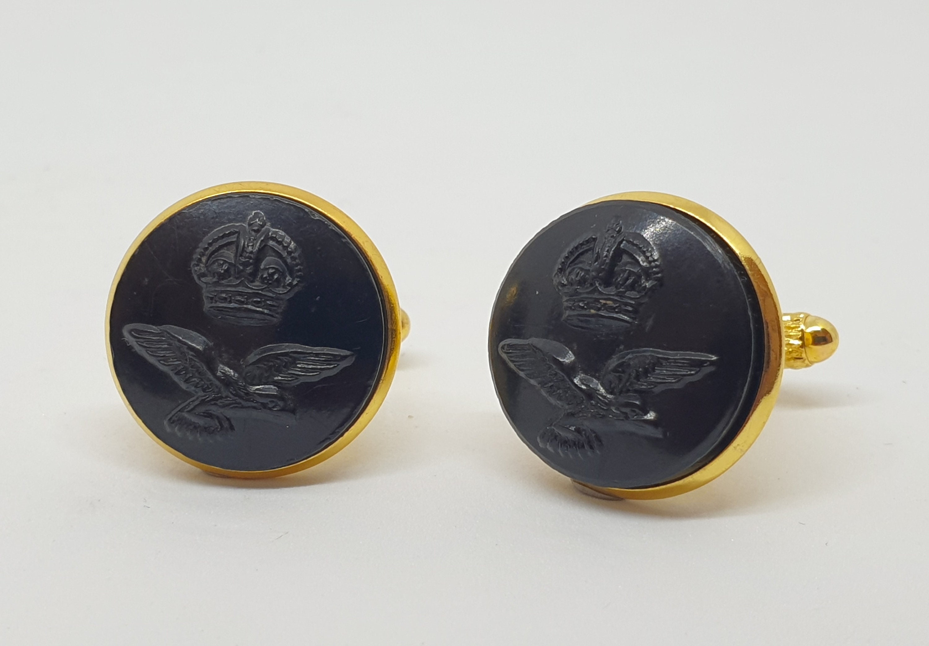Historical WWII Cufflinks, Royal Air Force Black Buttons, Military RAF ...