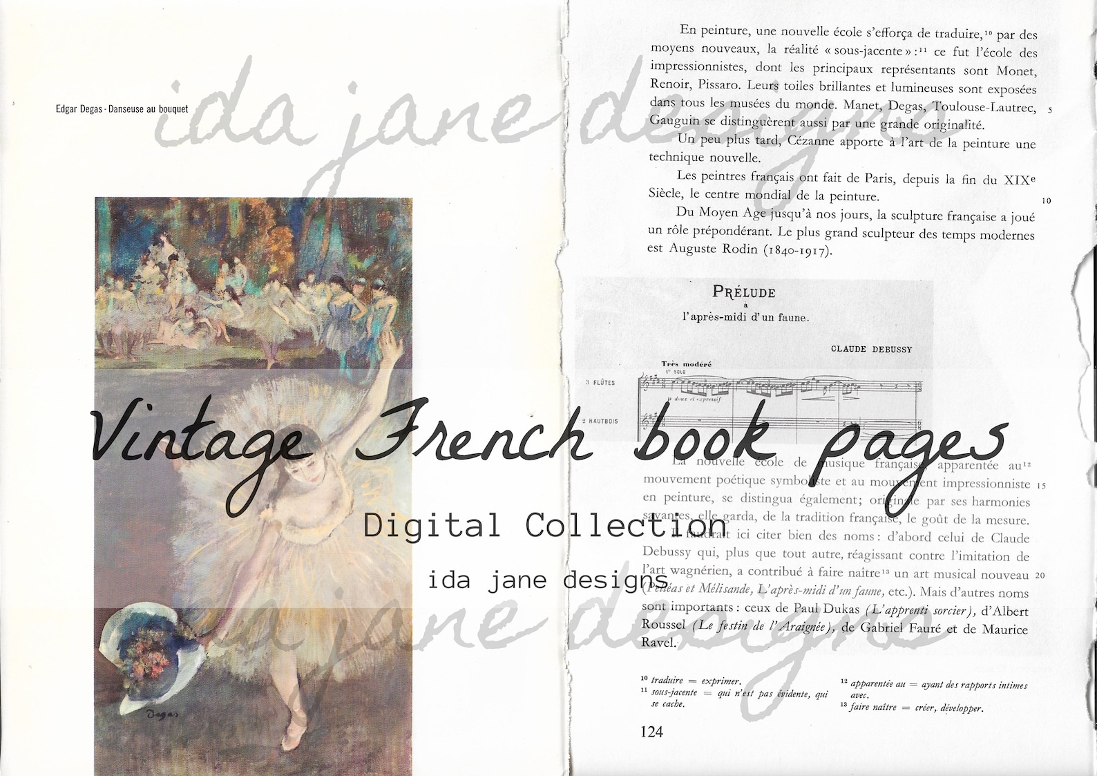 Vintage French Book Pages and Envelopes/tags Digital - Etsy