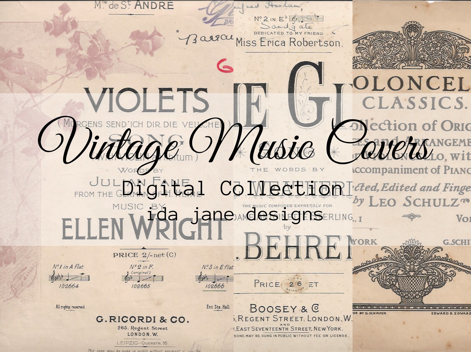 Vintage Music Covers Digital Download Vintage Papers for - Etsy