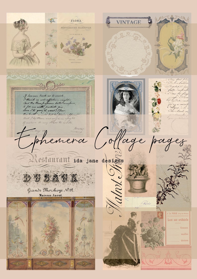 Ephemera Collage Collection - Etsy