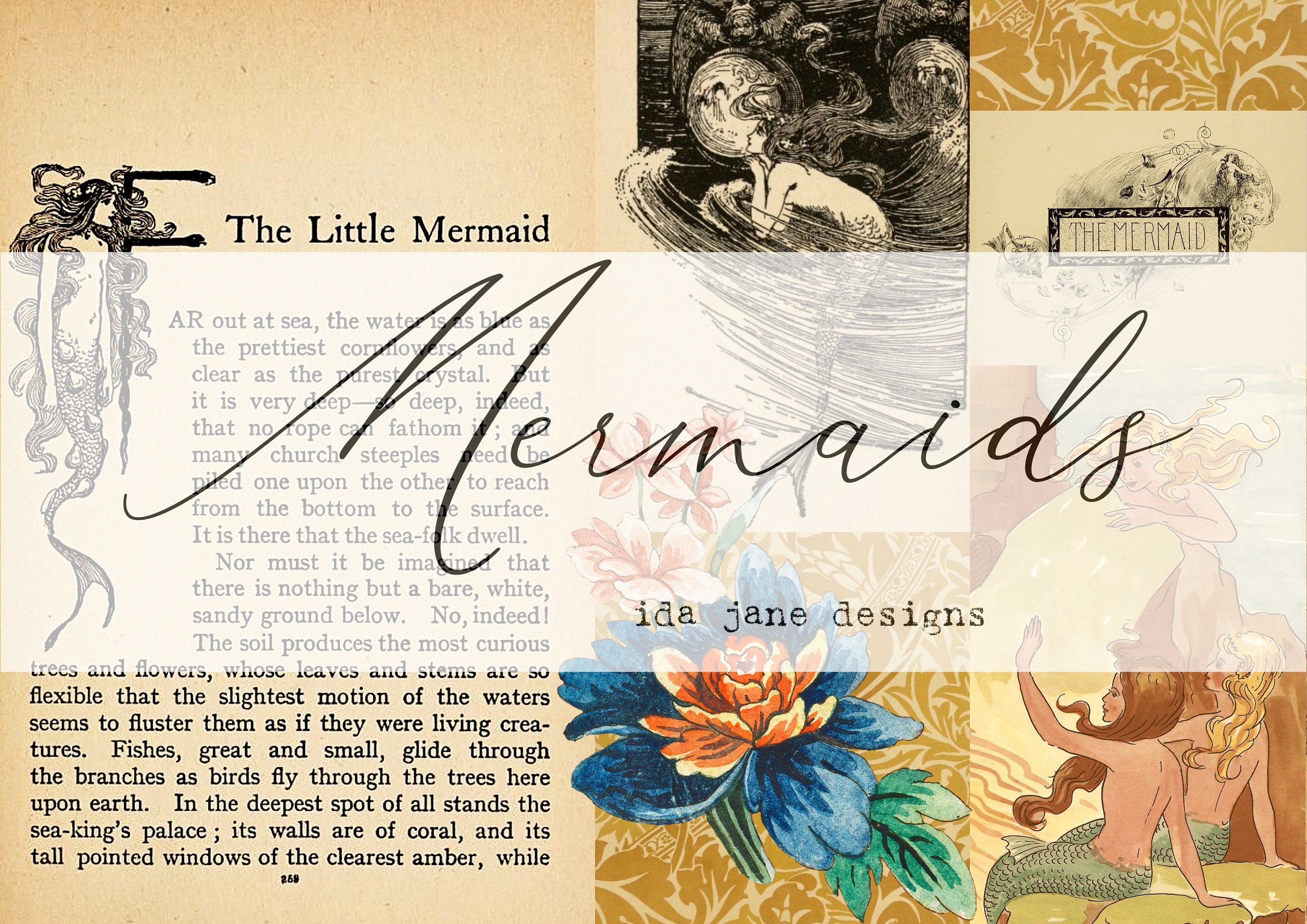 Mermaids Digital Collection of Vintage Mermaid Ephemera and - Etsy