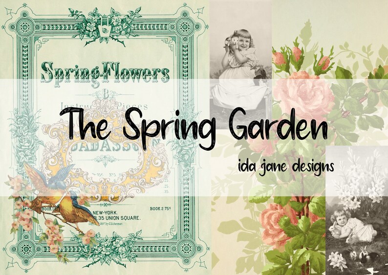 The Spring Garden - Vintage Easter Digital Download Papers and Post ...