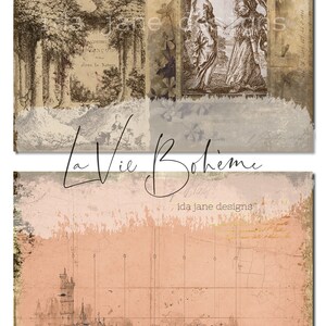 La Vie Boheme Antique French Themed, Fresco, Shabby Printable Papers ...