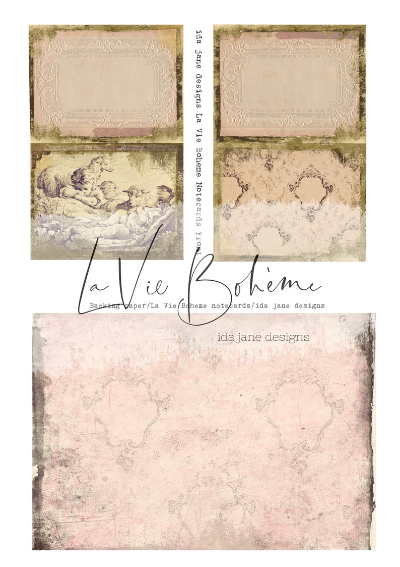 La Vie Boheme Antique French Themed, Fresco, Shabby Printable Papers ...