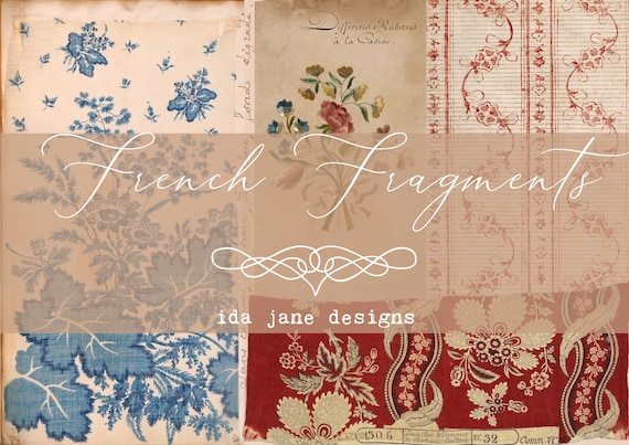 French Fragments Vintage Digital Papers - Etsy