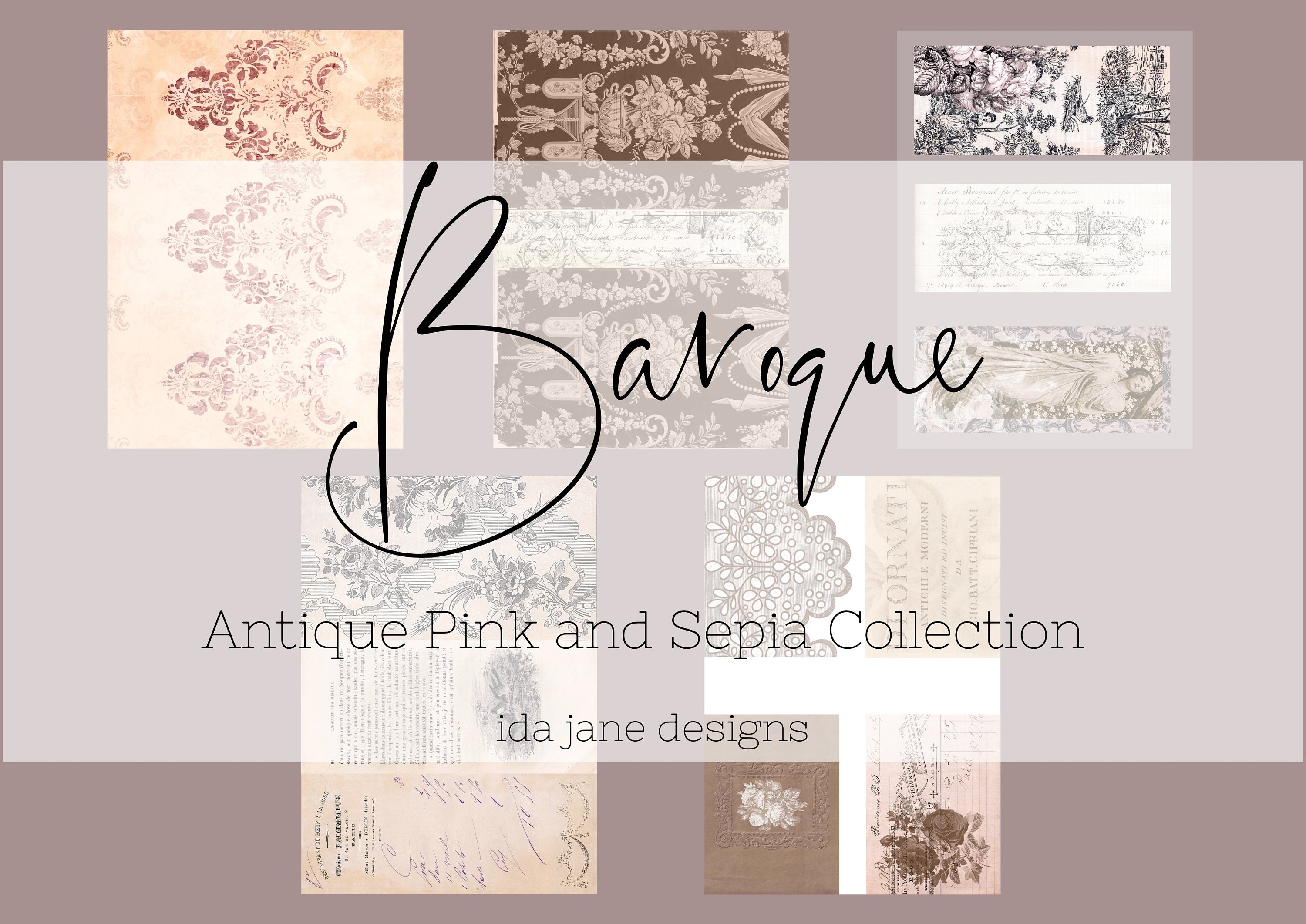 Baroque Antique Pink and Sepia Journal Pages - Etsy