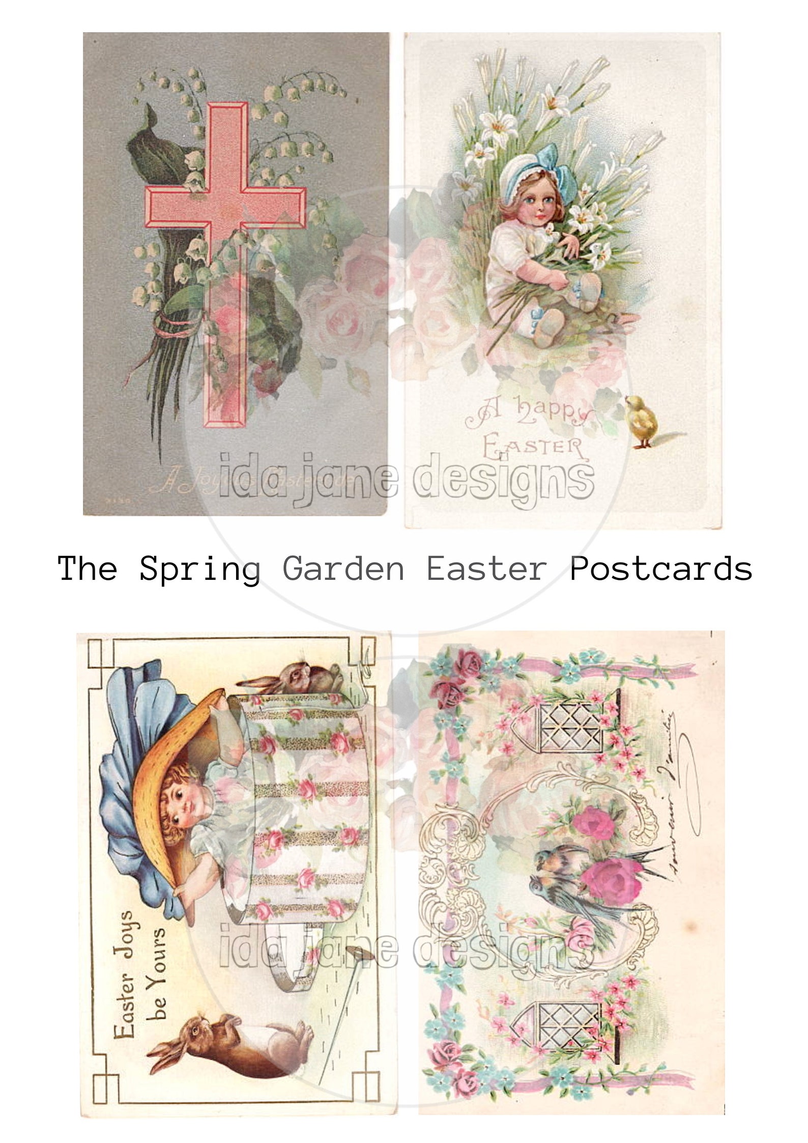 The Spring Garden - Vintage Easter Digital Download Papers and Post ...