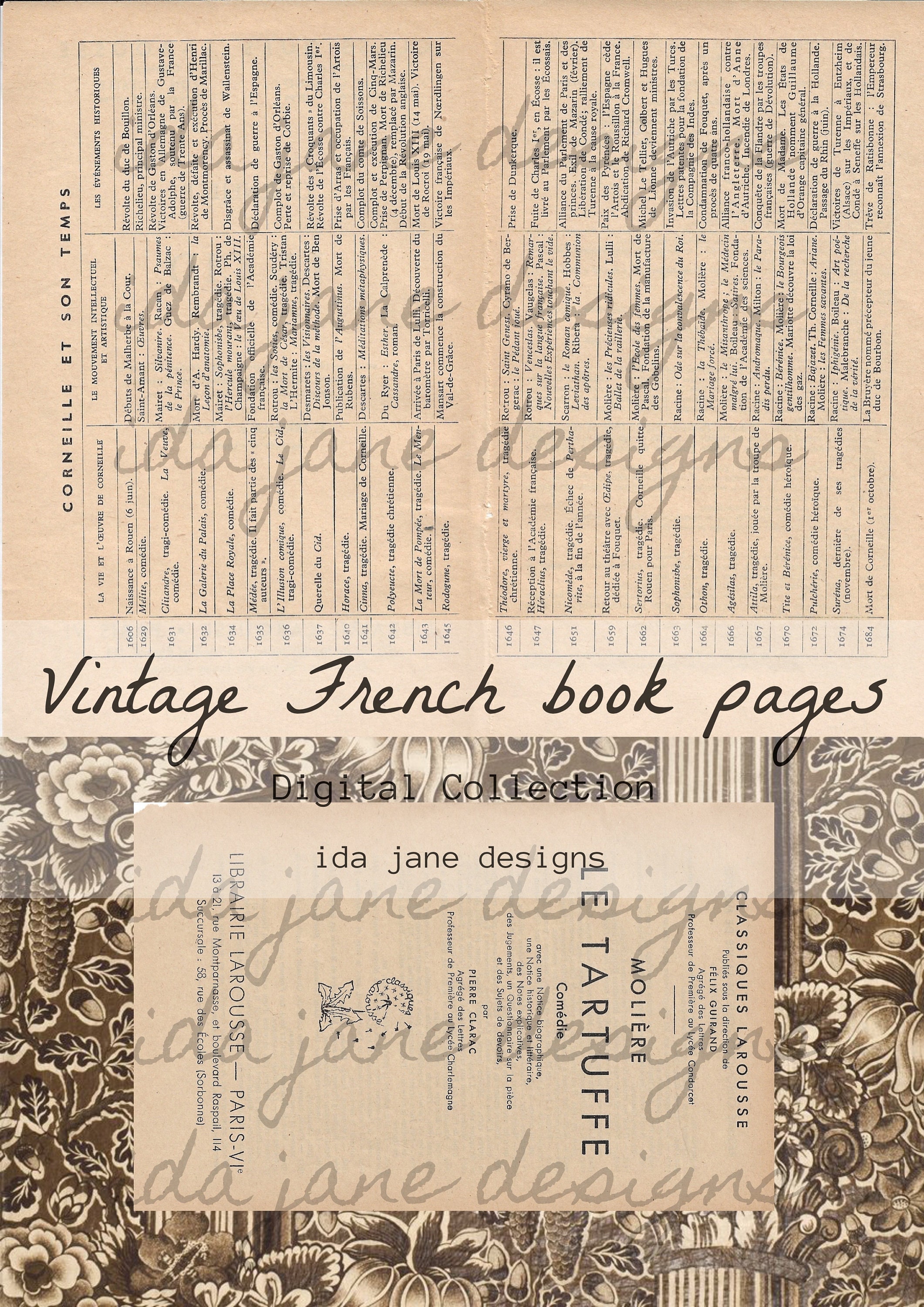 Vintage French Book Pages and Envelopes/tags - Digital Download ...