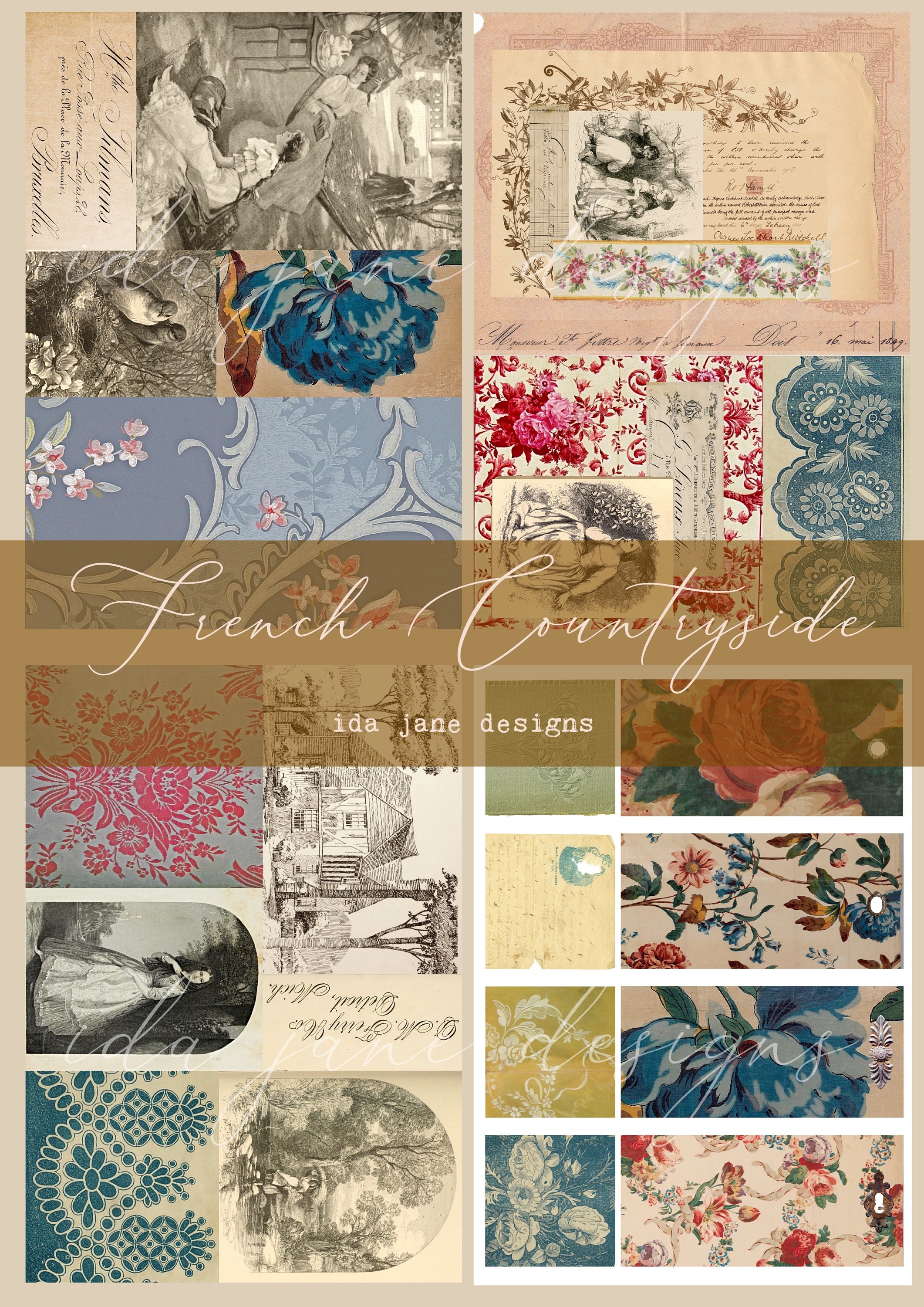 French Countryside - a Digital Collection of French Country Vintage ...