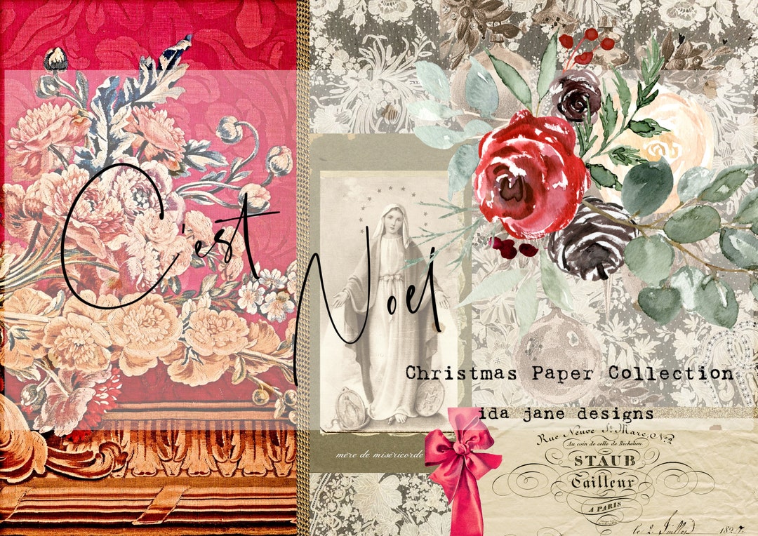 C'est Noel Digital Download / Christmas Vintage Papers for Journal ...