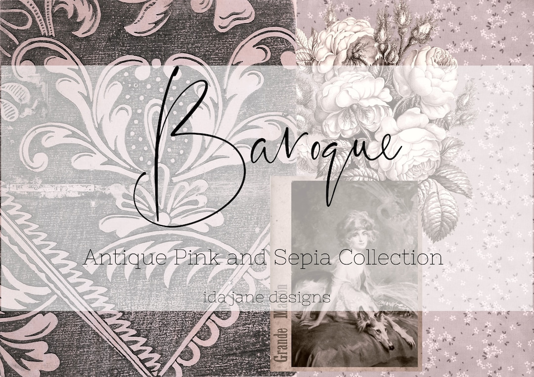 Baroque Antique Pink and Sepia Journal Pages - Etsy