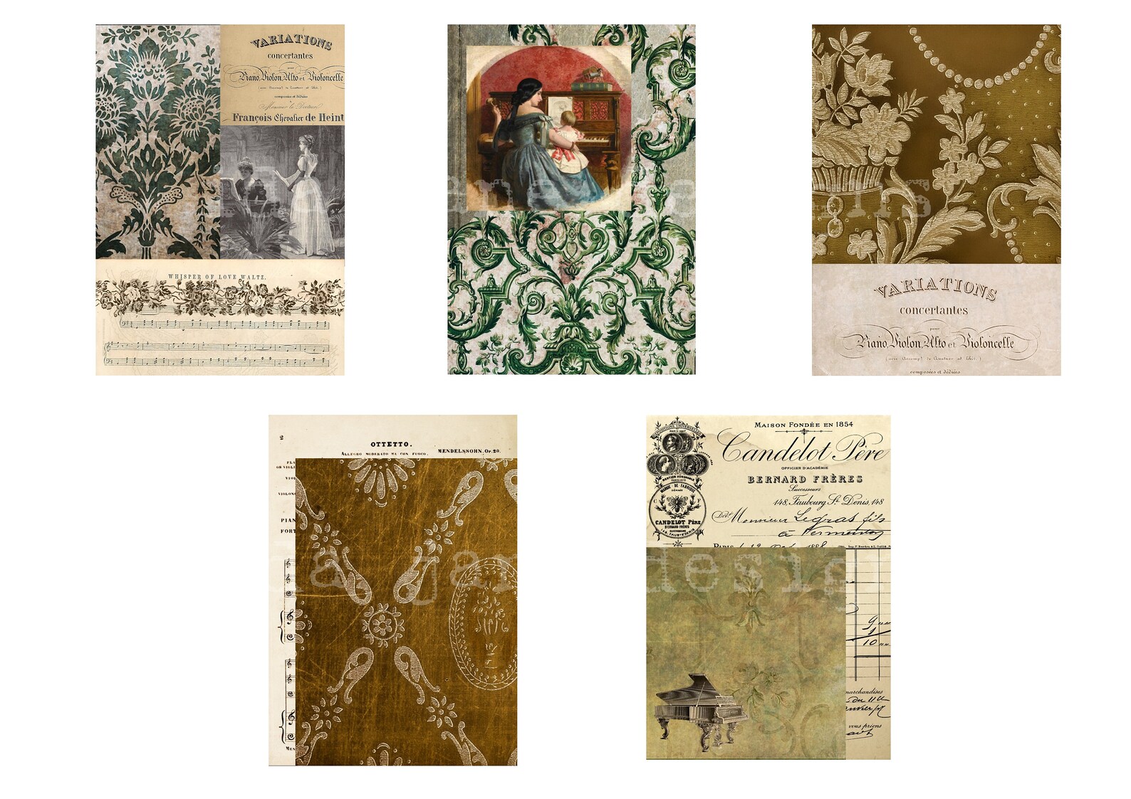 The Piano Antique and Vintage Digital Paper Collection to - Etsy