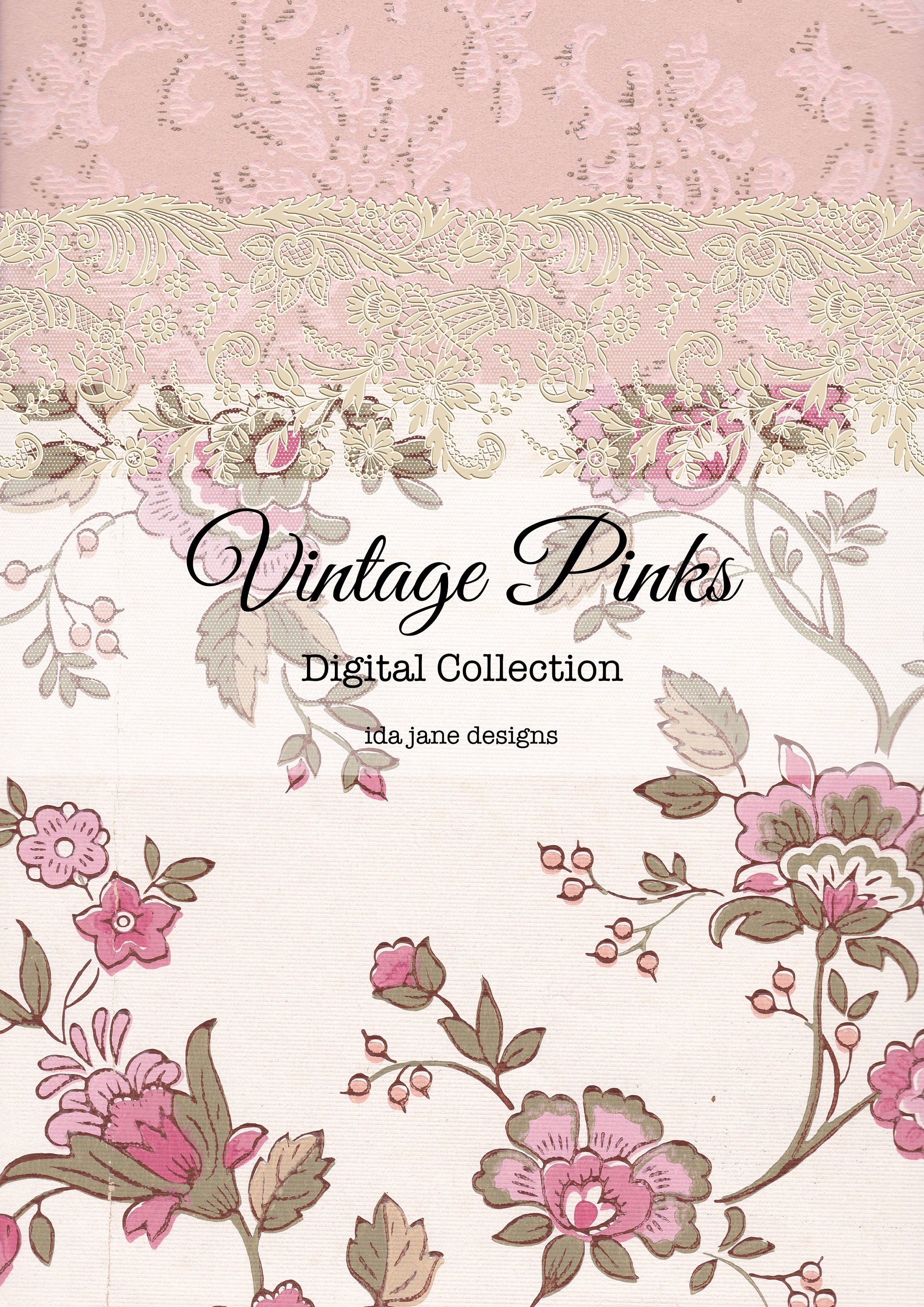 Vintage French Pink Digital Collection - Digital Download - Vintage ...