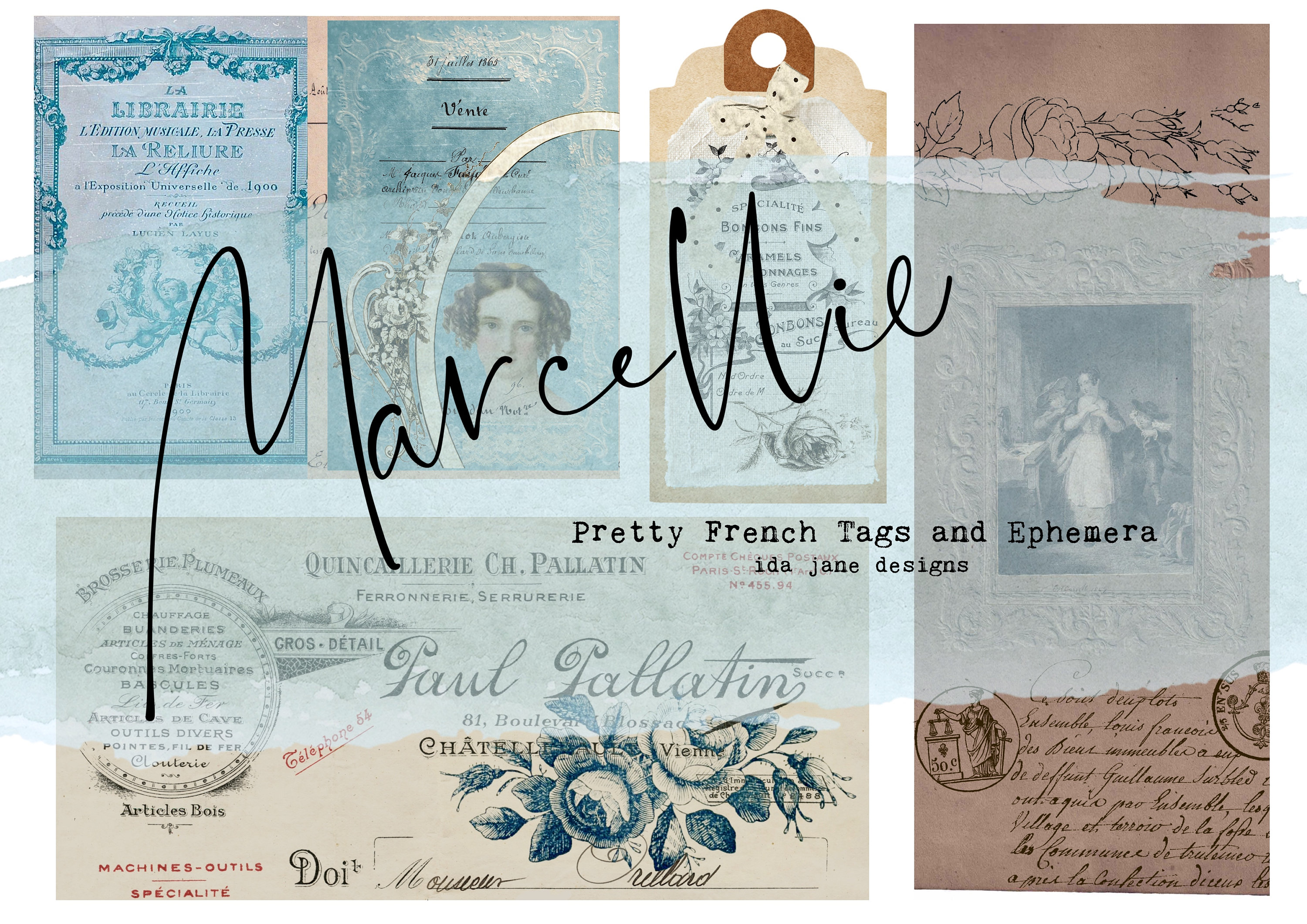 Marcellie Digital Collection of Tags, Envelopes and Ephemera - Etsy