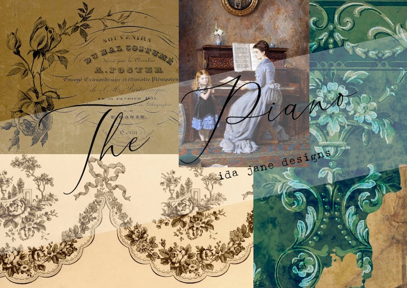 The Piano - Antique and Vintage Digital Paper Collection to Download ...