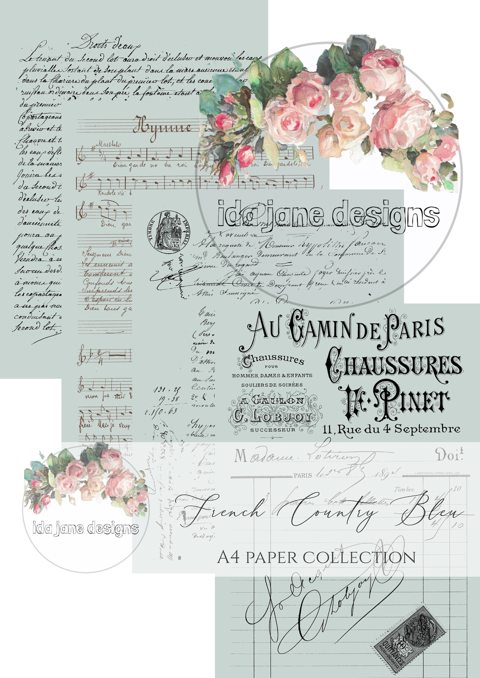 French Bleu Country Paper Collection for Journalling, Arts and Crafts ...