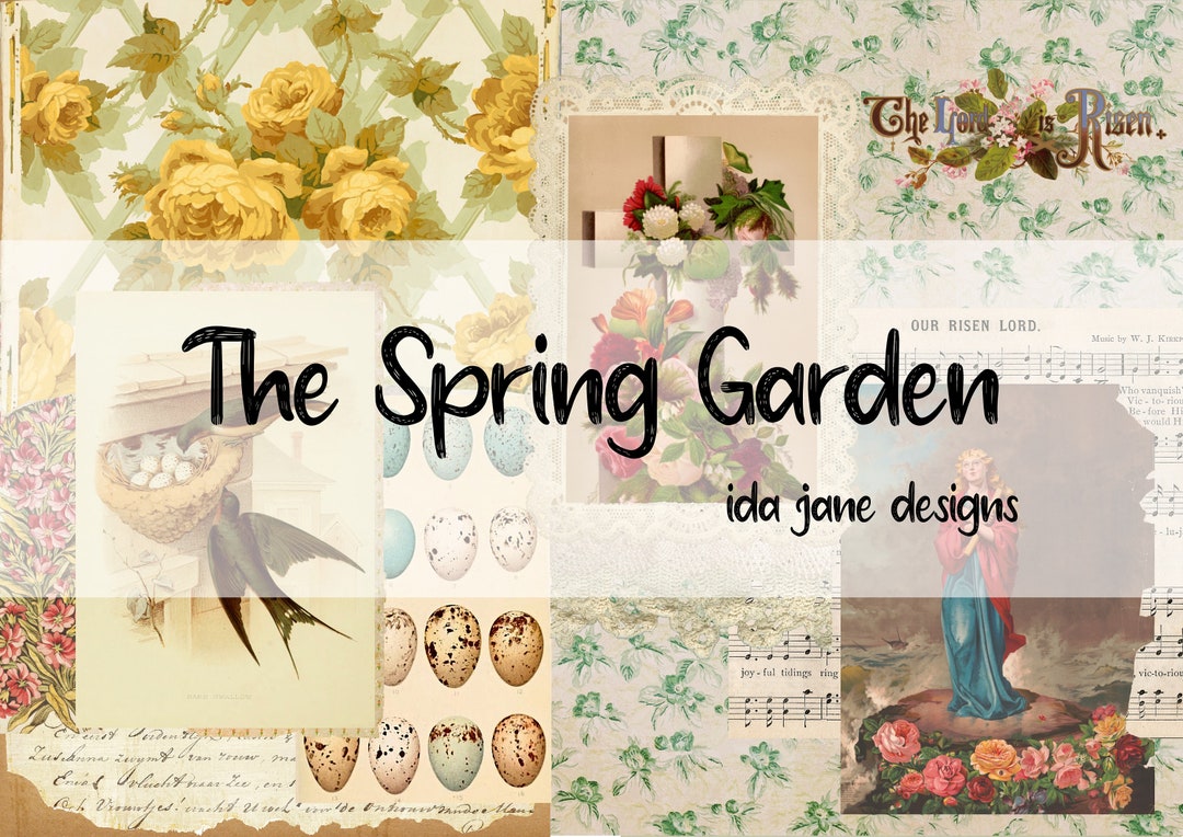 The Spring Garden Vintage Easter Digital Download Papers and Post Cards ...