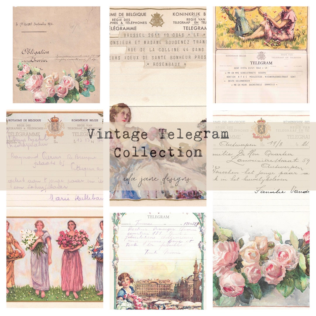 Vintage Telegrams Collection - for Journal Pages, Ephemera and Arts and ...