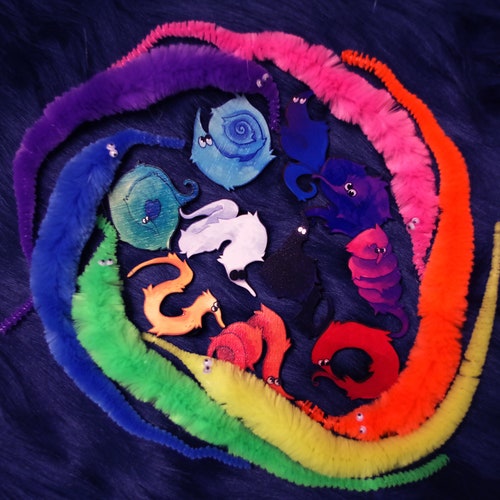 Rainbow Worm on a String Scene Layered Perler Neon Handmade - Etsy