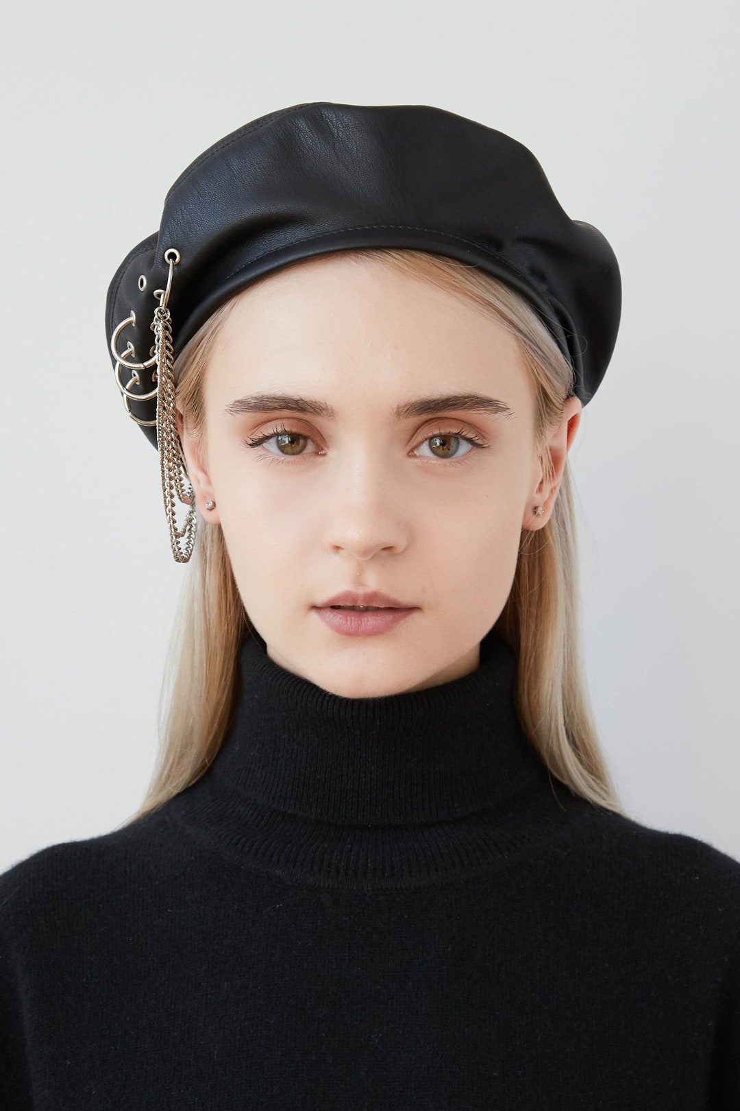 Beret Black Leather 90s Clothing Aesthetic Hat Beret Hats - Etsy Australia