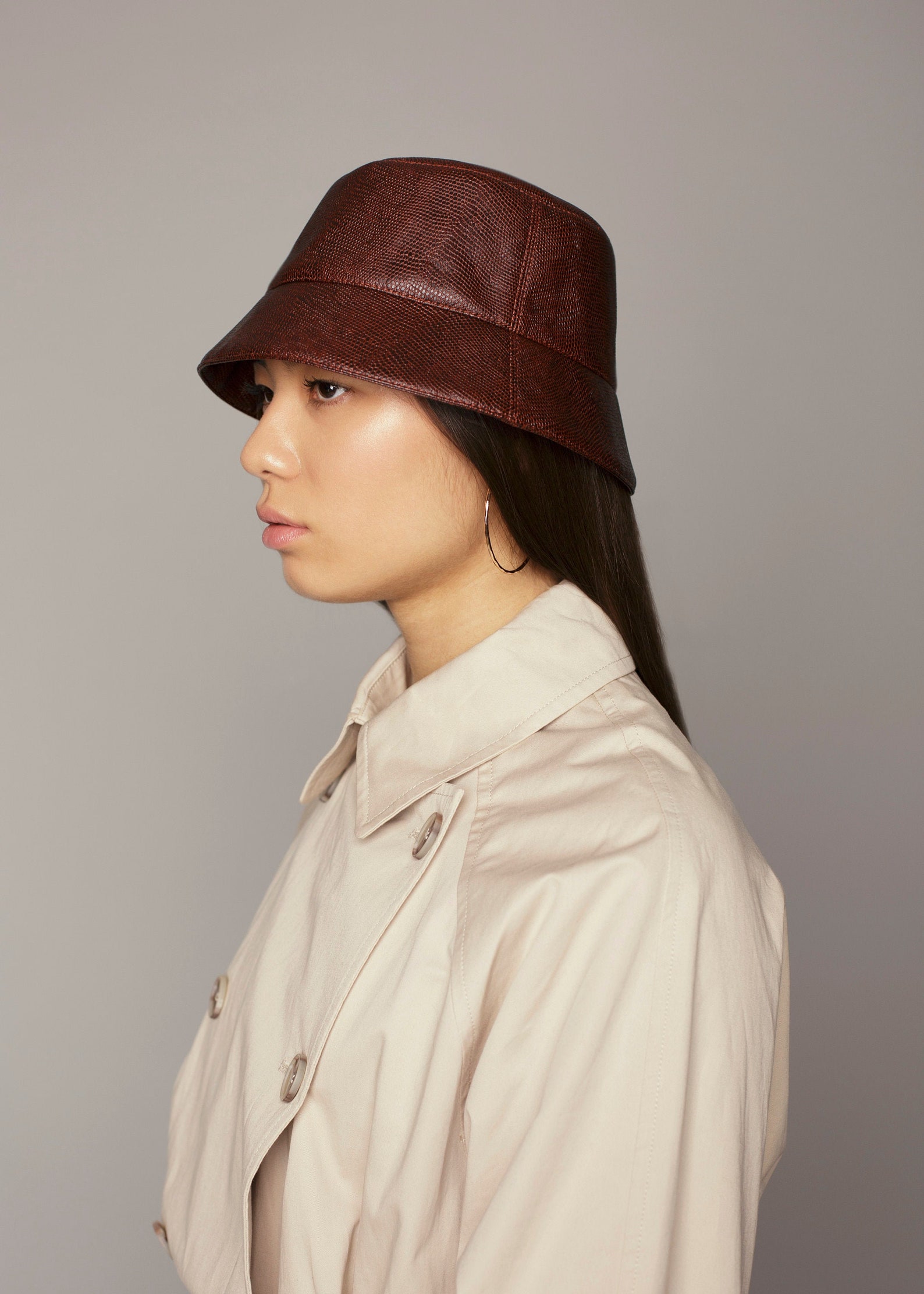 Aesthetic Bucket Hat Brown Eco Leather Hat Snake Print - Etsy