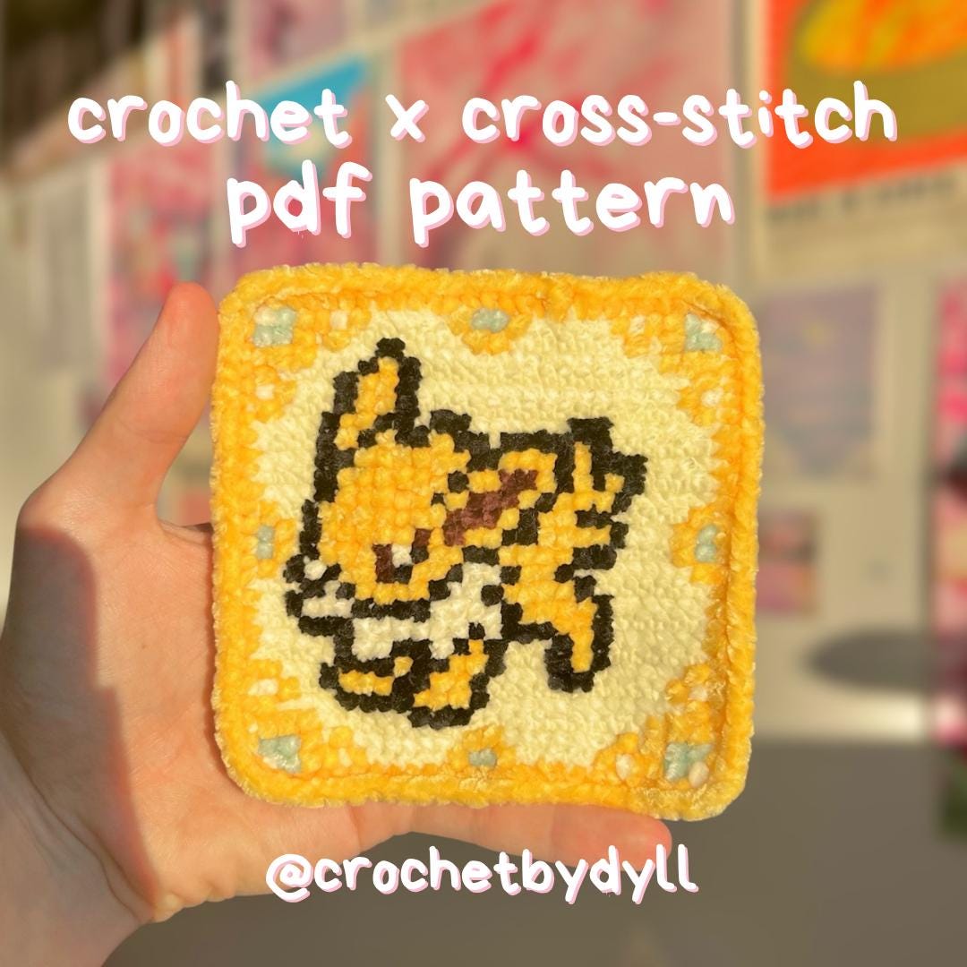 Electric-type Evolution Crochet X Cross-stitch Tile Pattern - Etsy