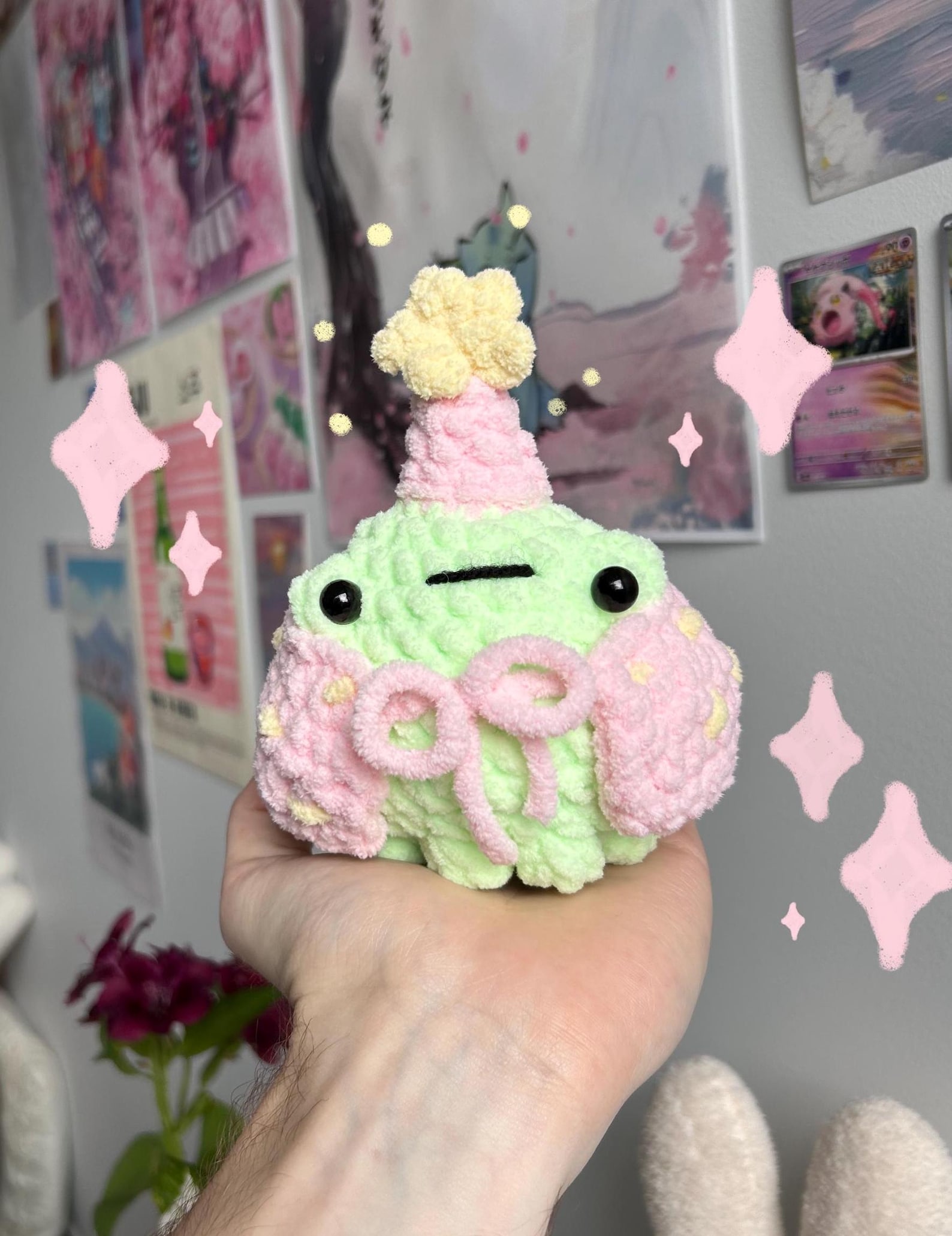 Handmade Crochet Frog Wizard Plushie Cute Frog Mage Stuffed Toy Magical ...