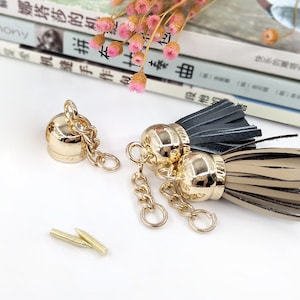 6pcs Gold Tassel Caps Large Tassel Cap DIY Tassel Bead Caps Leather ...