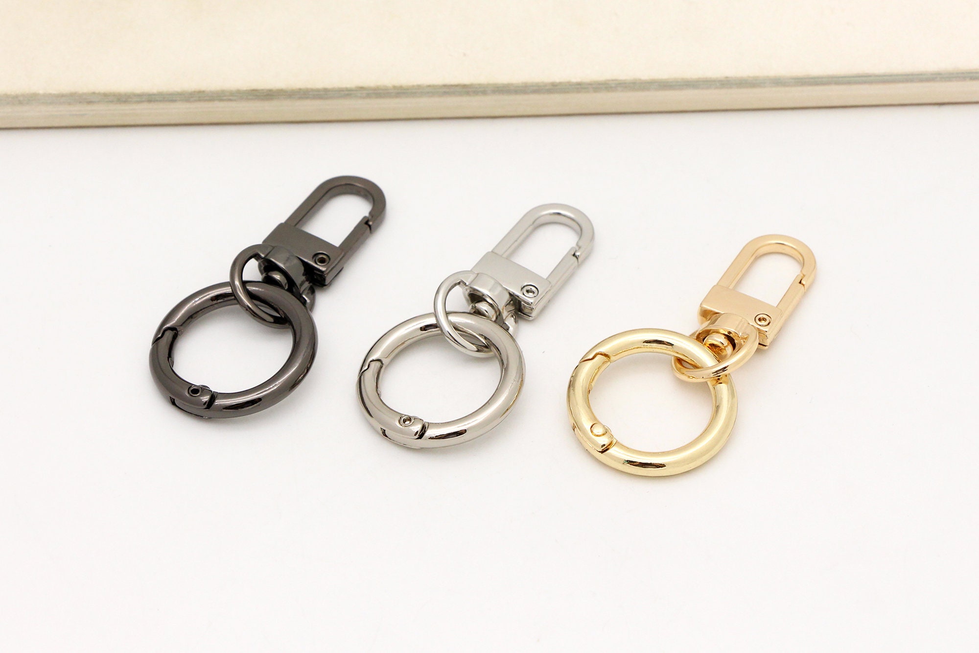 4set Spring Gate Ring With Snap Hook Spring Ring Swivel Clasp Bag Chain ...