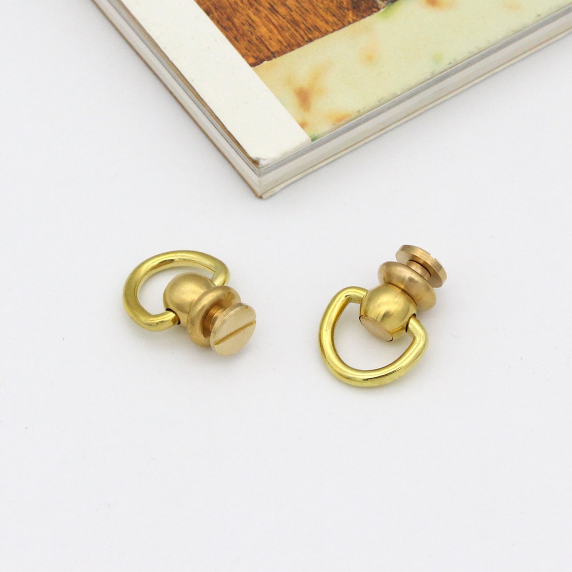 2pcs Solid brass Screw rivets swivel d ring chicago rivet | Etsy