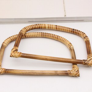 1pair Bamboo Handle D Shape Bag Handle Natural Rattan Handle for Woven ...