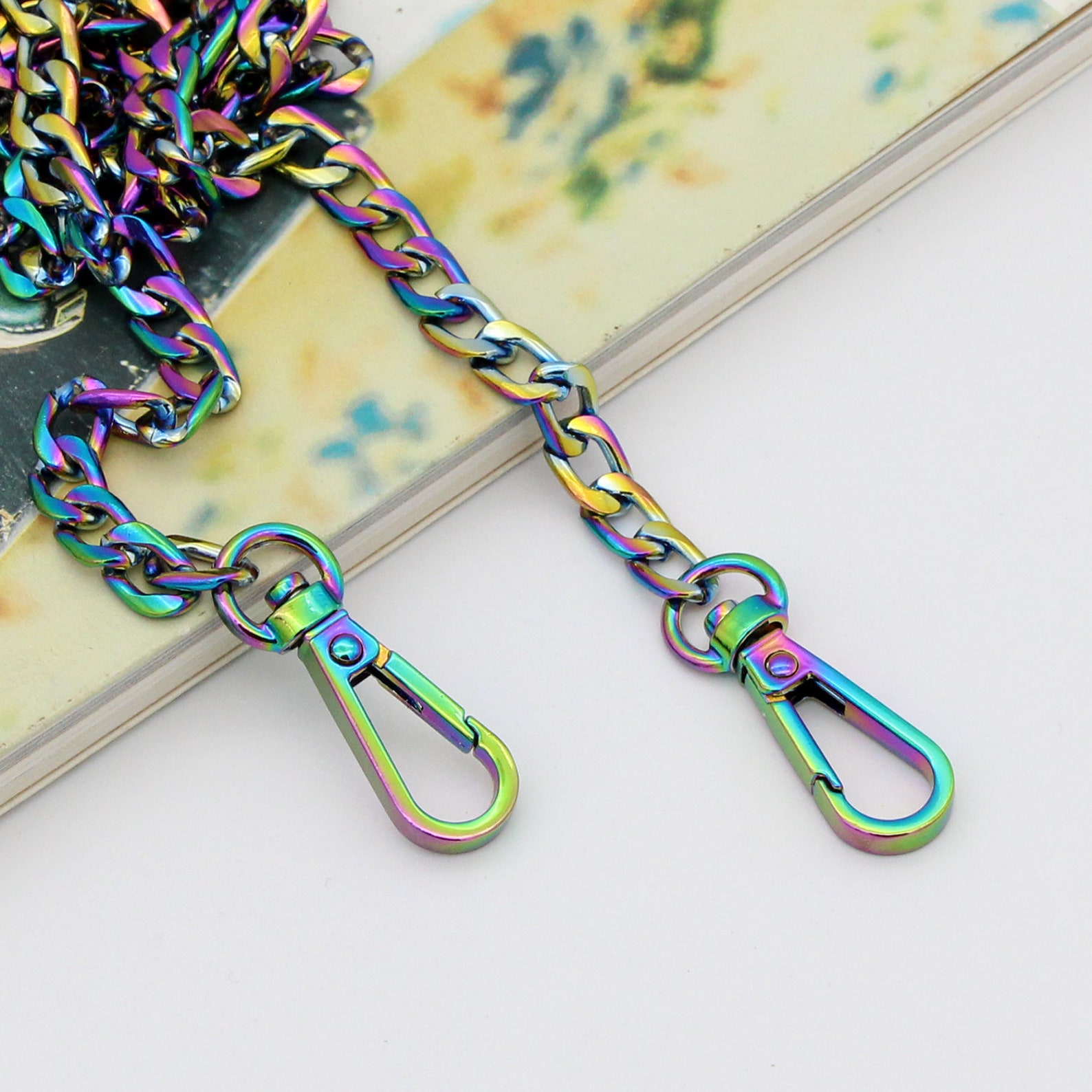120cm Rainbow Purse Chain With Swivel Clasps 7mm Width Bag Chain Purse ...