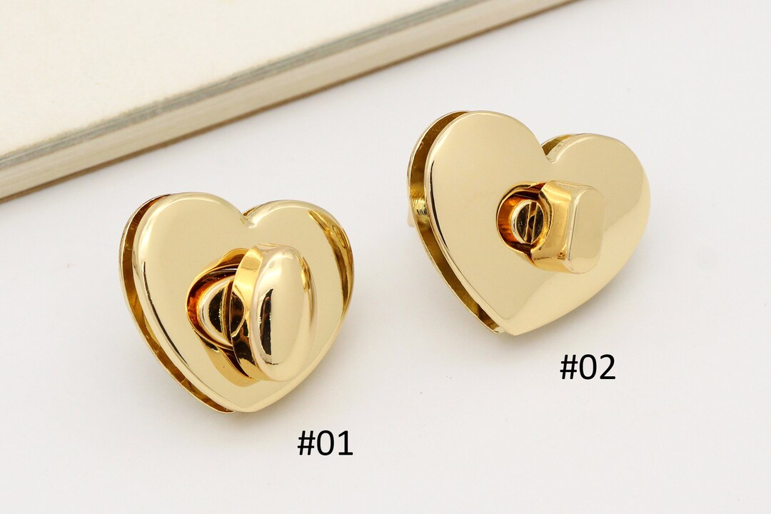 Heart-shaped Purse Lock Gold Twist Lock Bag Lock Purse Clasp Turn Lock ...