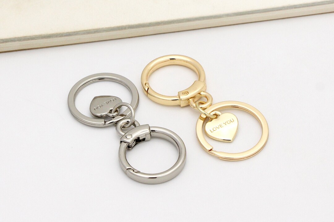 4pcs Spring Gate Ring Keychain With Split Key Ring Snap Hook Split Ring ...