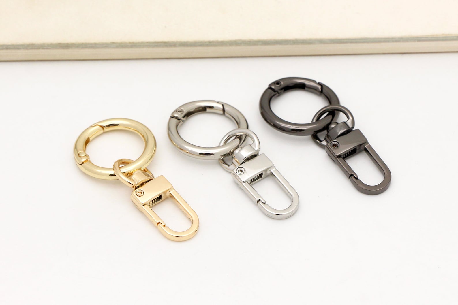 4set Spring Gate Ring With Snap Hook Spring Ring Swivel Clasp Bag Chain ...