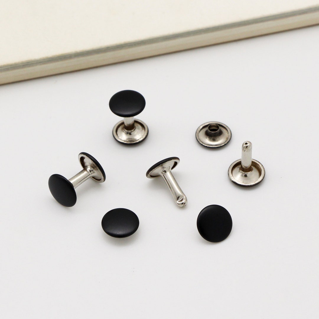 50set Matte Black Double Cap Rivet 8*12mm 9*8mm Leather Rivets - Etsy