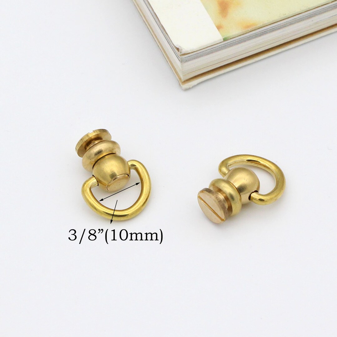 2pcs Solid Brass Screw Rivets Swivel D Ring Chicago Rivet Screw Studs ...