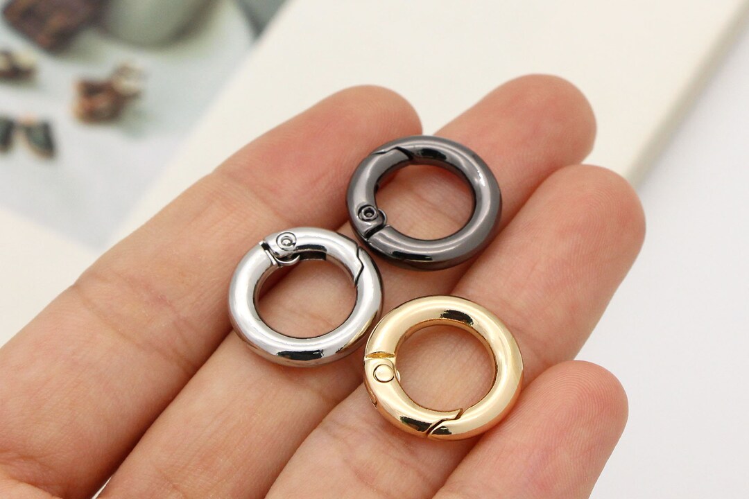 6pcs 3/8"(10mm) Small Spring Gate Ring Spring Ring Push Gate Snap Hook ...