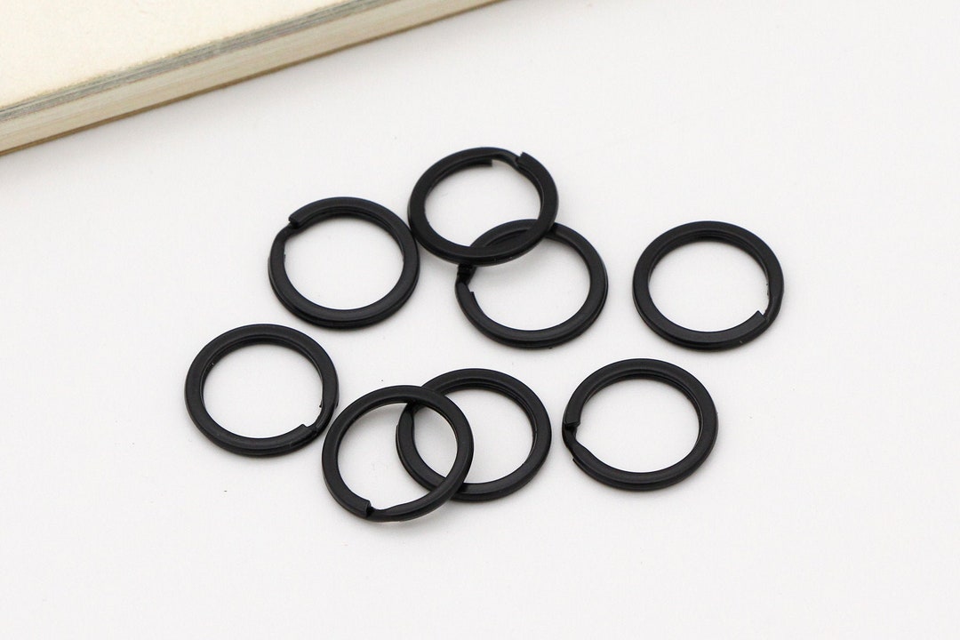 10pcs 15mm Key Ring Black Split Ring Flat Split Key Ring for Keychain ...