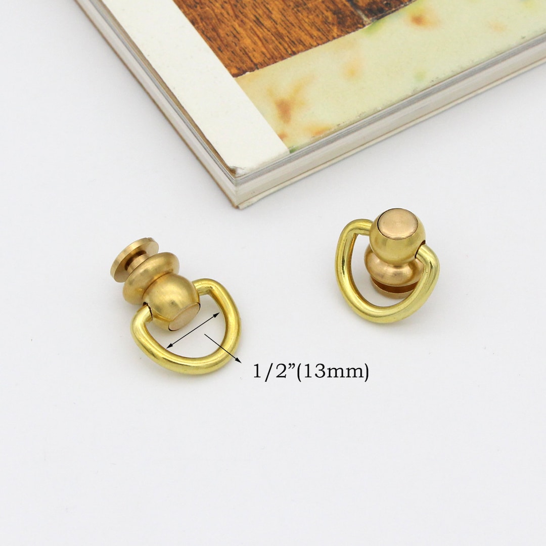 2pcs Solid Brass Screw Rivets Swivel D Ring Chicago Rivet Screw Studs ...