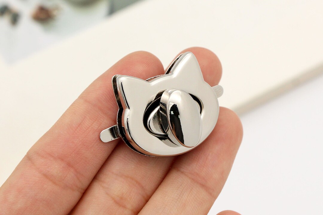 Silver Purse Lock Twist Lock Cat Shape Bag Lock Metal Lock Purse Clasp ...