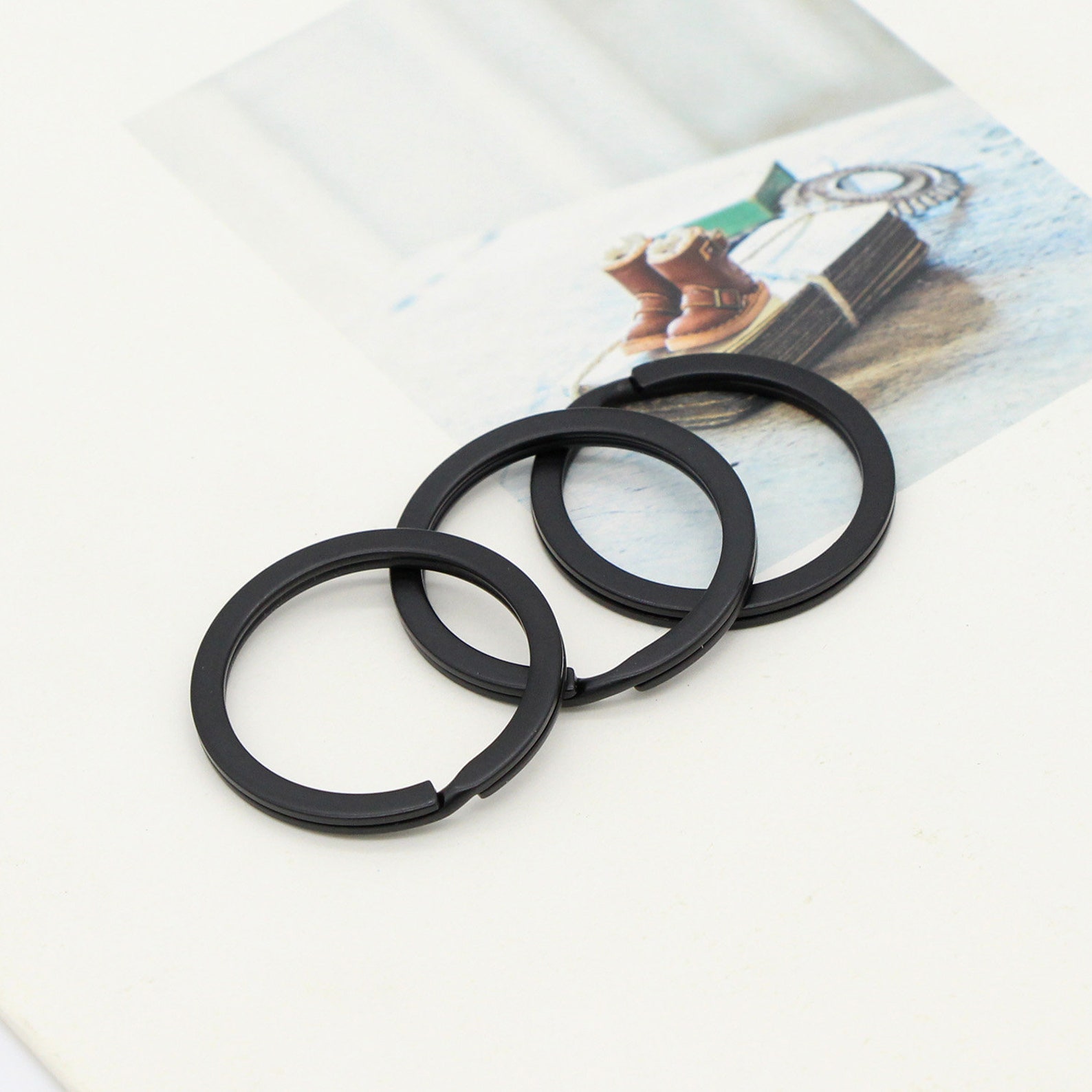 10pcs Wholesale Key Ring Matte Black Split Ring Flat Split Key Ring for ...