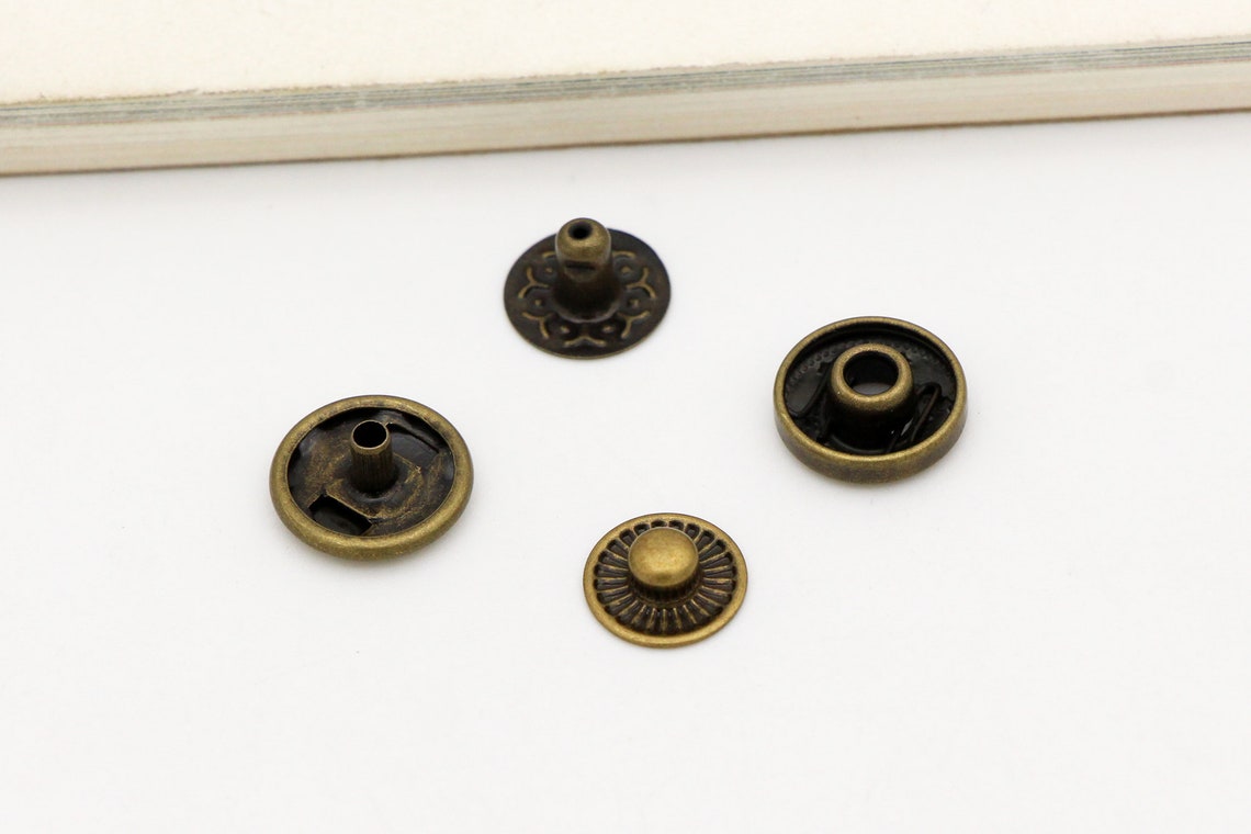 20set 10mm 12.5mm 15mm Gunmetal Snap Fasteners Rivets Studs Snap Button ...