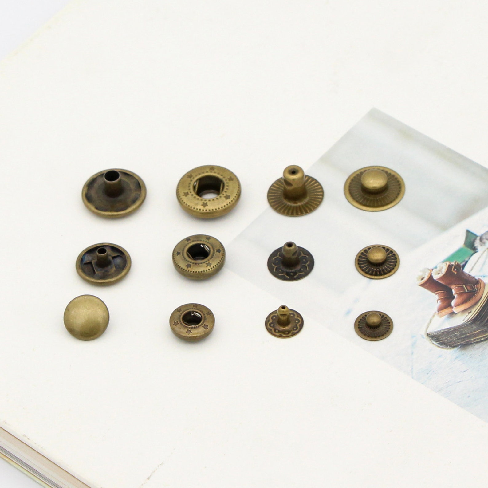 20set 10mm 12.5mm 15mm Gunmetal Snap Fasteners Rivets Studs Snap Button ...