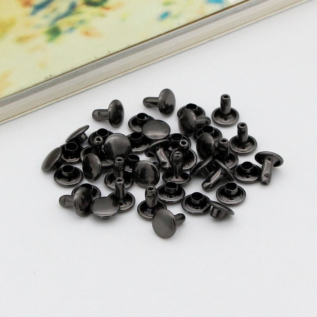 50set Double Cap Rivet Gunmetal Rivets Double Cap Rivets 6*6mm 8*7mm 9 ...