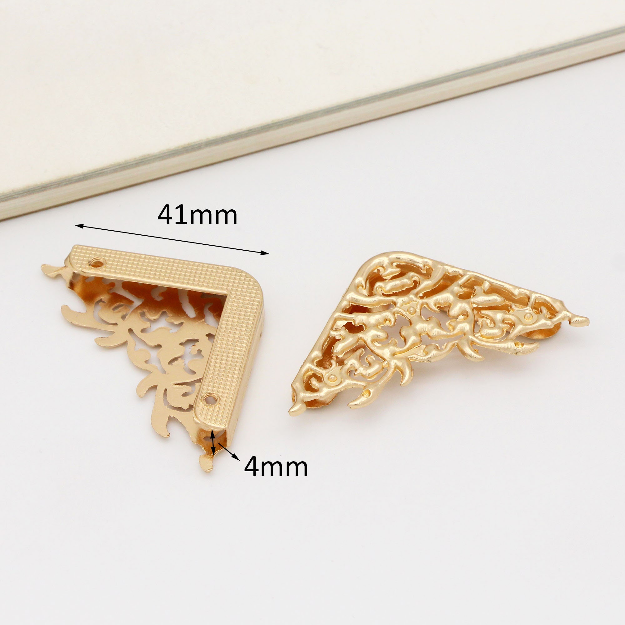 4pcs Gold Purse Corner Protecter Metal Corner Leather Clip Purse Frame ...